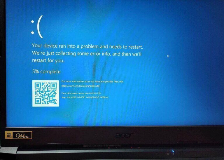 [Fixed] VIDEO_MEMORY_MANAGEMENT_INTERNAL Blue Screen of Death (BSOD) error