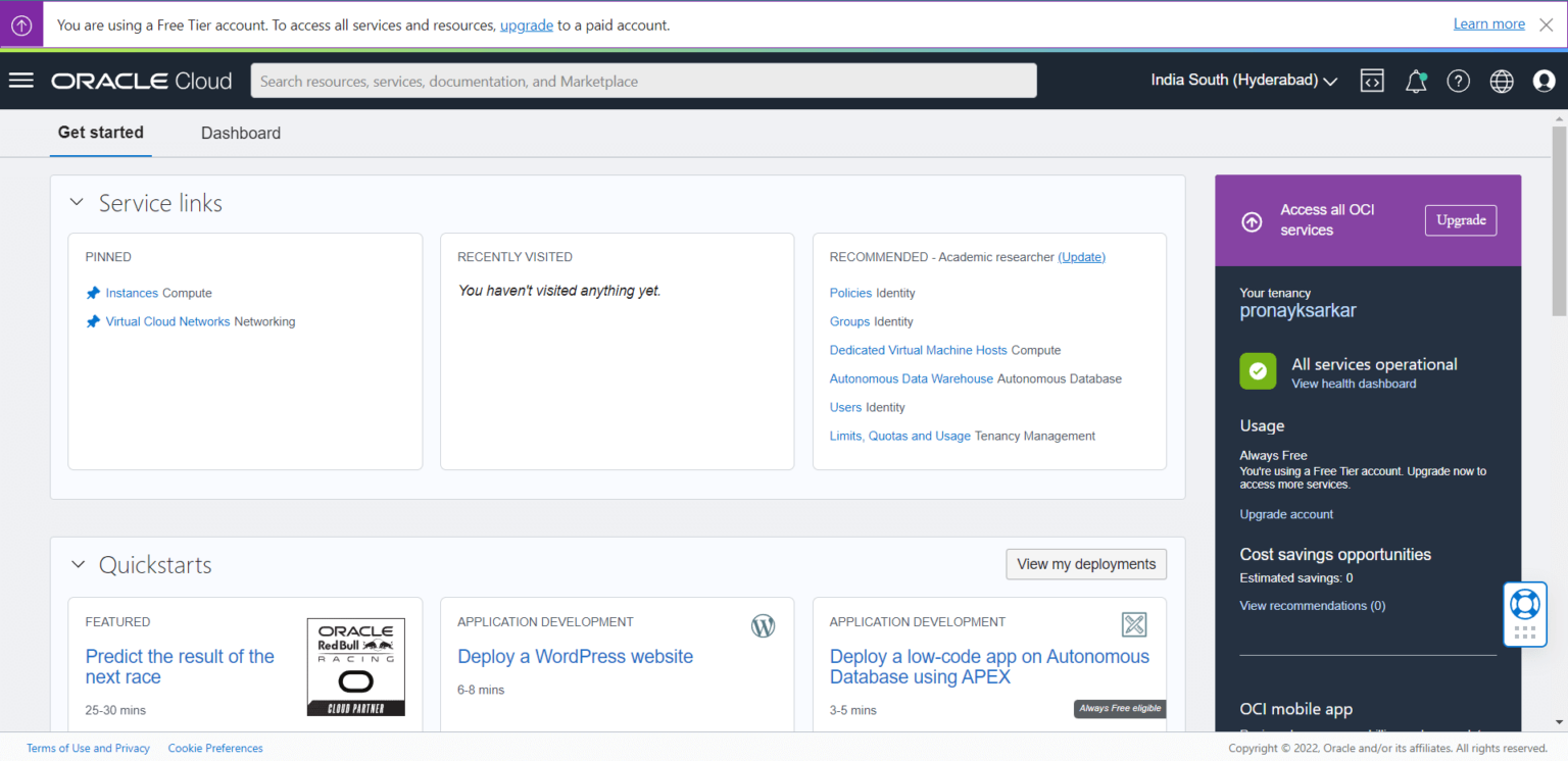 Try Oracle Cloud for free & Get two Virtual Machines for a lifetime!